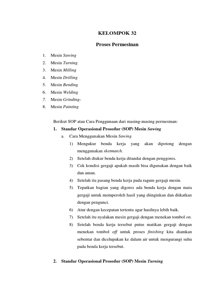 K32 - Proses Permesinan - R1 | PDF | Teknologi & Rekayasa