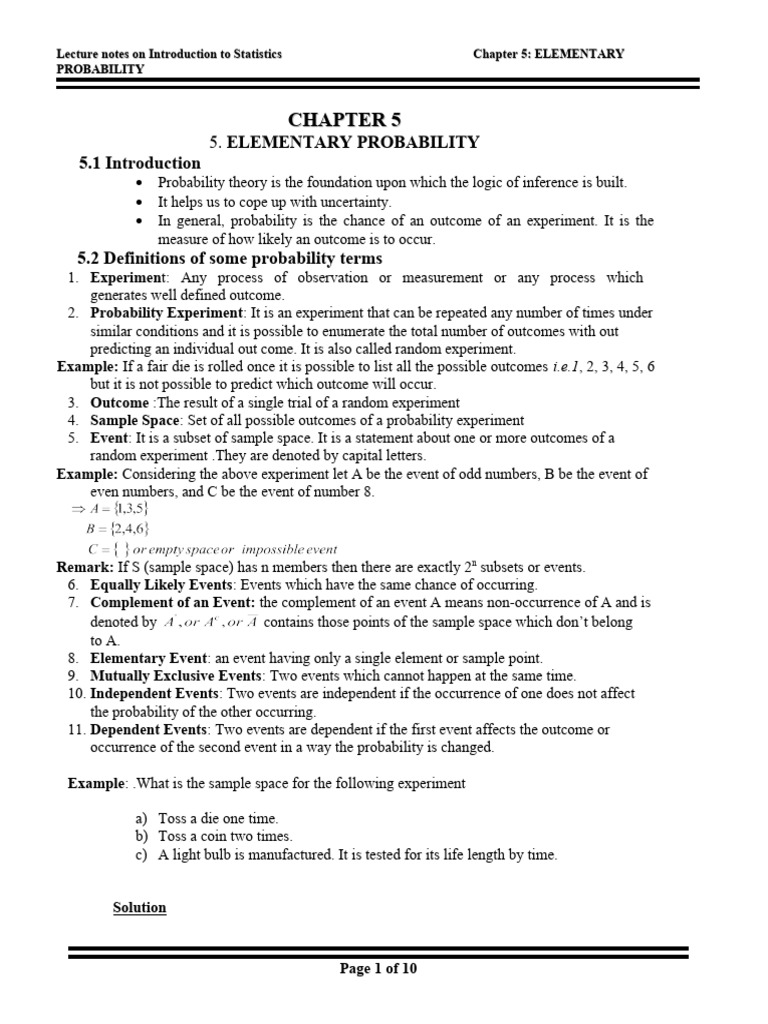 Chapter 5 Elementary Probability | PDF