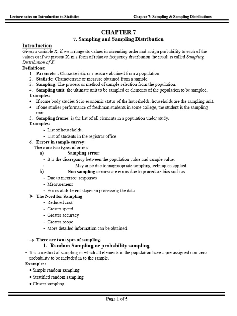 Chapter-7-Sampling & Sampling Distributions | PDF