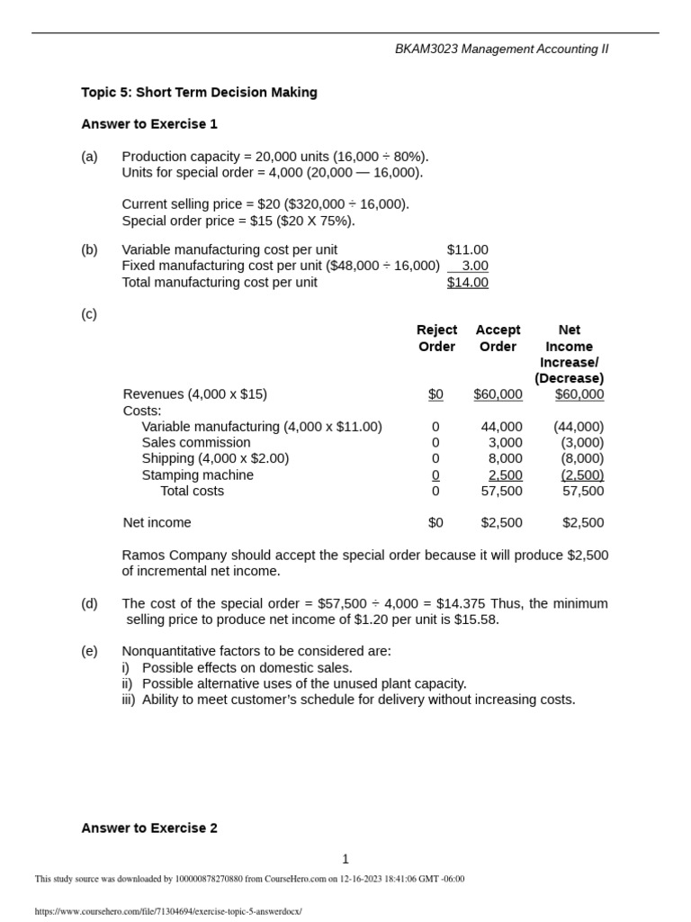 Management Accounting Decisions | PDF | Cost | Income