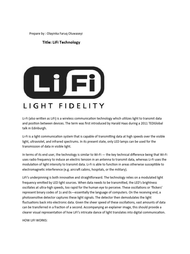 LiFi Technology | PDF