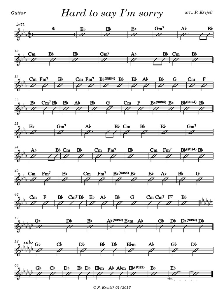 Guitar Sheet for "Hard to Say I'm Sorry" | PDF