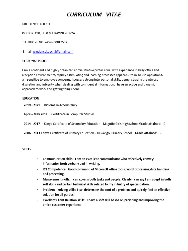 CV Prudence | PDF | Business