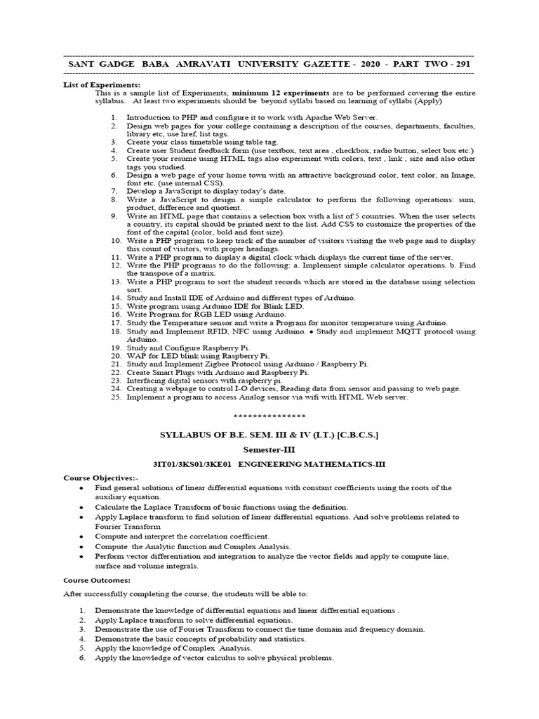 IT Syllabus Sem III and IV Only | PDF