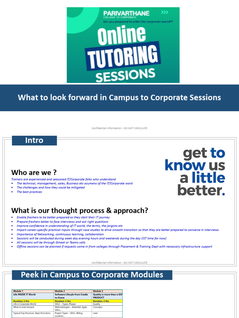 Parivarthane - Campus 2 Corporate Modules - Intro | PDF | Software Development Process | Agile ...