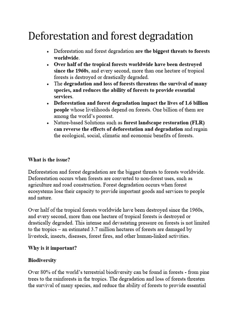 Deforestation and Forest Degradation | PDF | Deforestation | Habitat Destruction