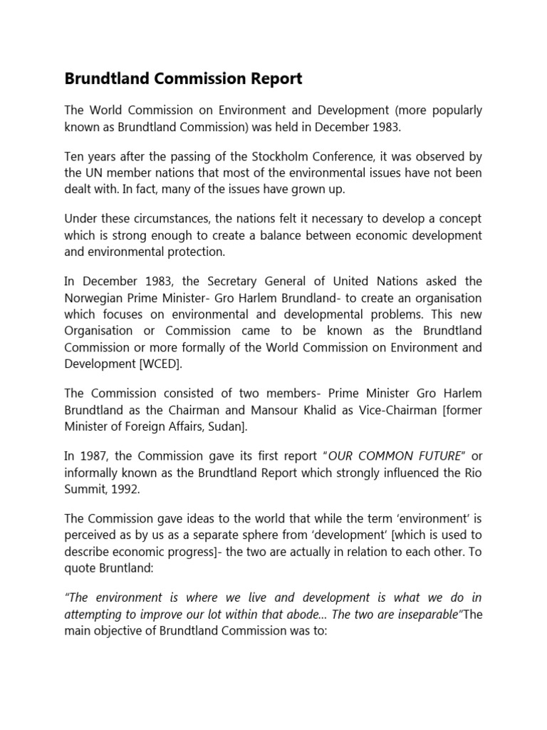 Brundtland Report: Our Common Future | PDF | Sustainability | Economies