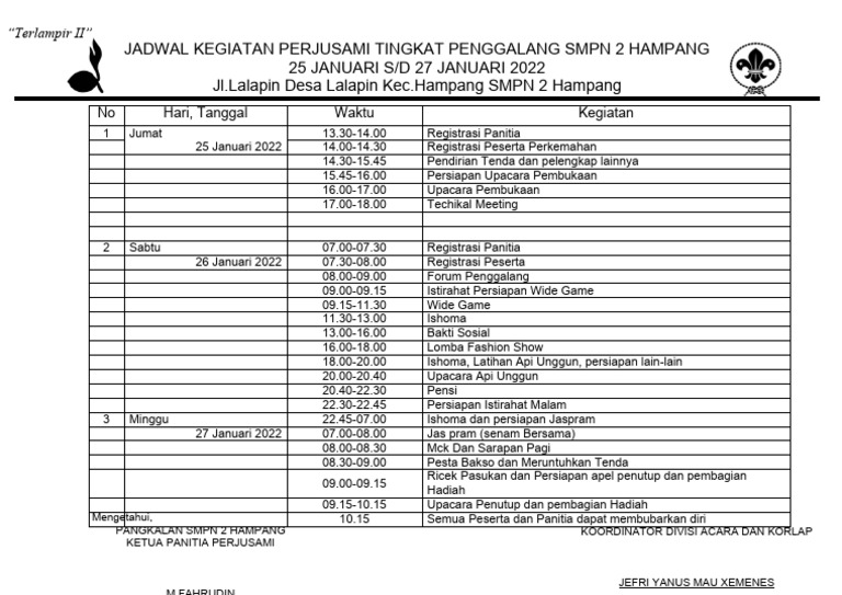 Terlampir Iii Susunan Acara | PDF