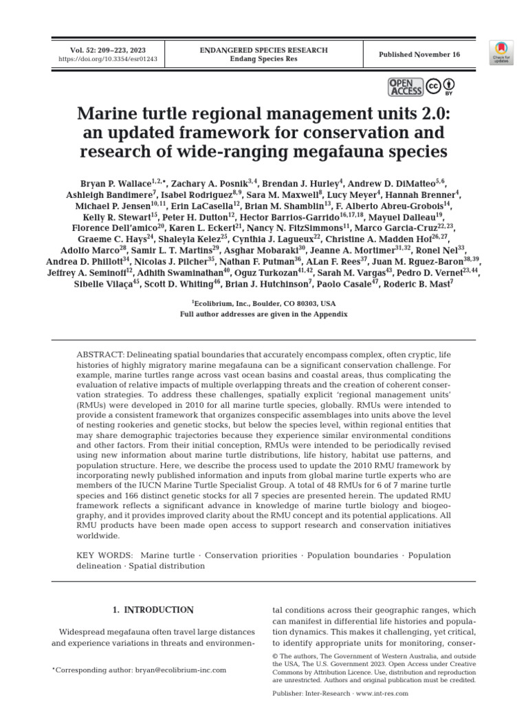 Marine Turtle Regional Management Units 2.0 - An Updated Framework For ...
