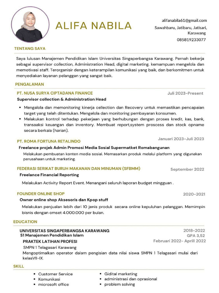 Alifa Nabila CV | PDF