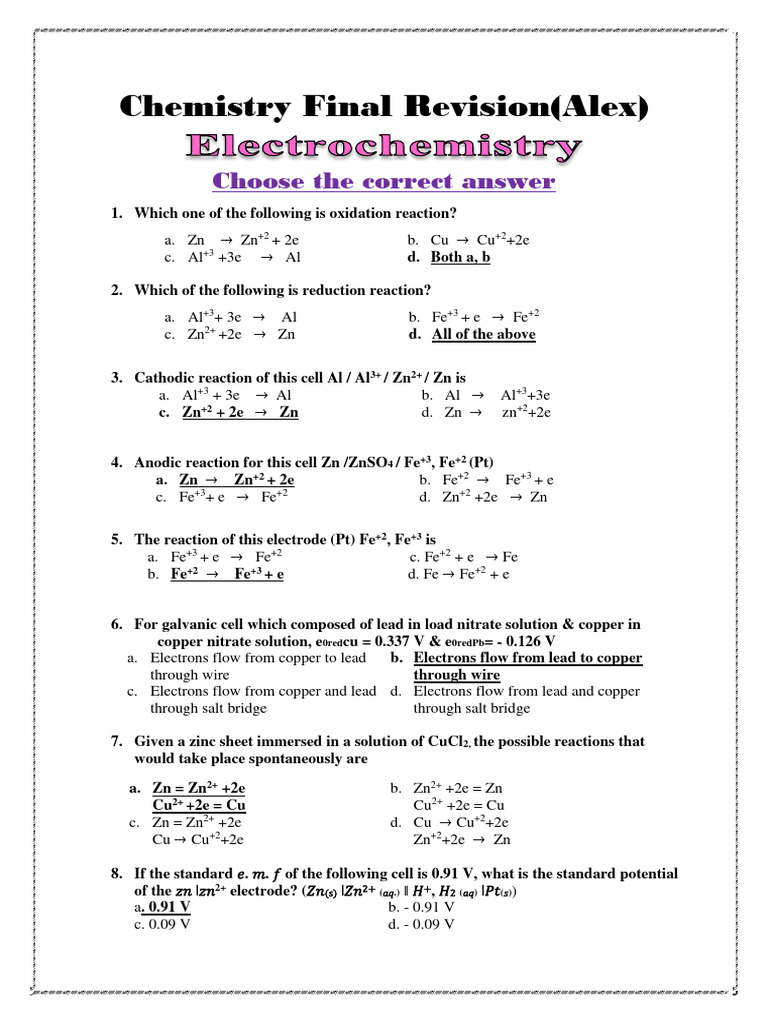 Chemistry Final Revision 24 (ALex) | PDF