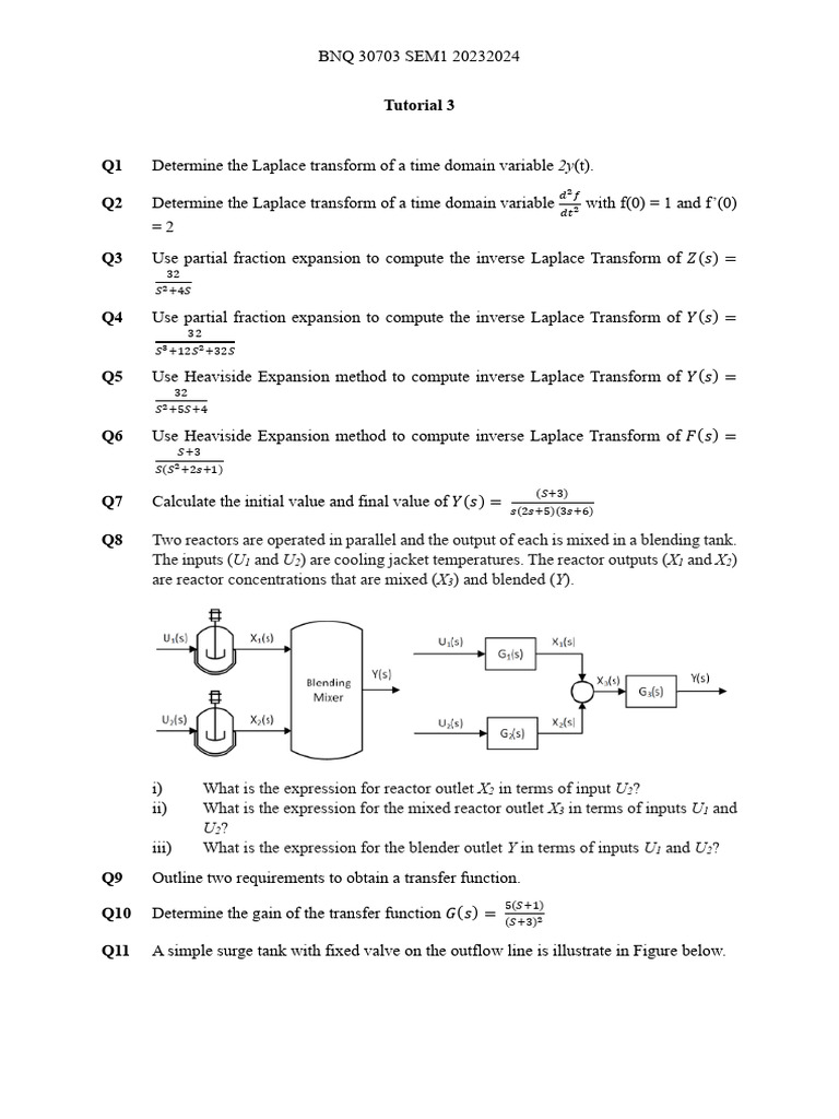 Tutorial 3 | Download Free PDF | Laplace Transform | Mathematical Objects