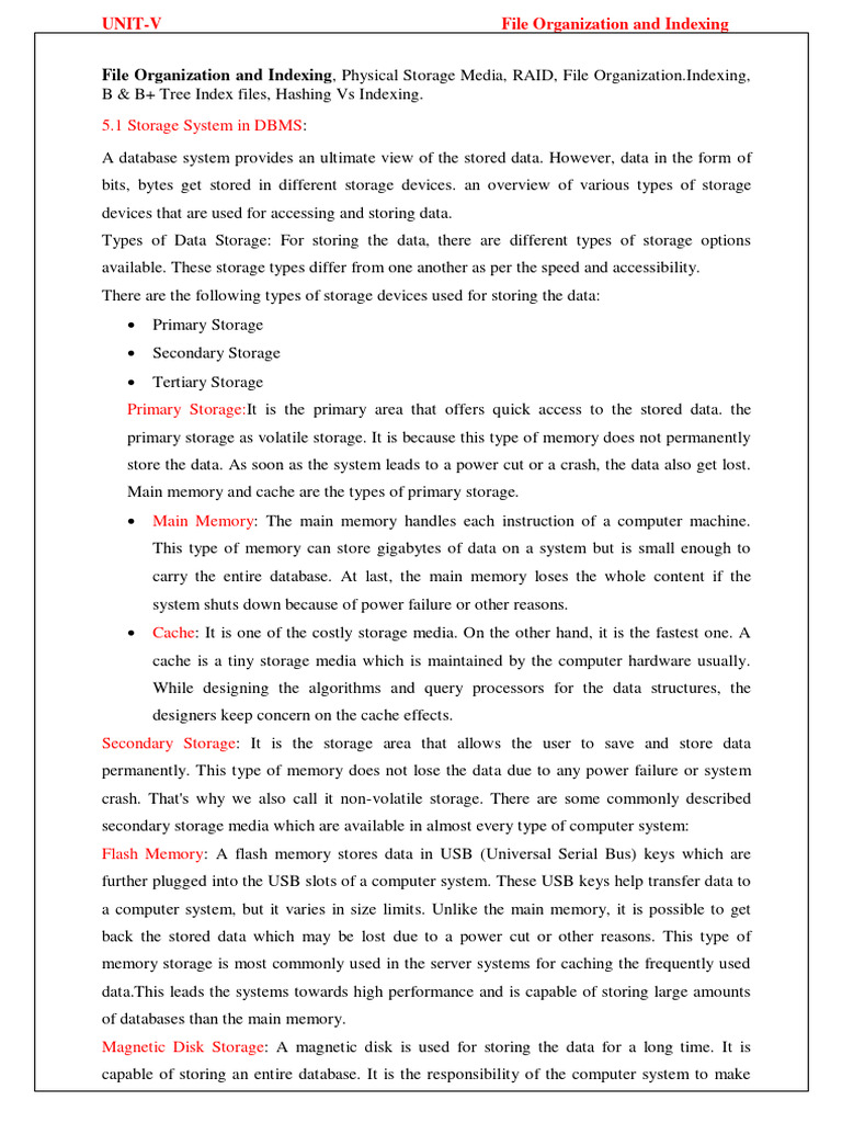 DBMS Storage & RAID Essentials | PDF | Computers
