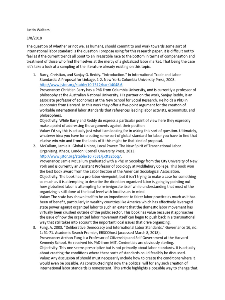 Political Economy Lit Review | PDF | Economics | Labour Economics