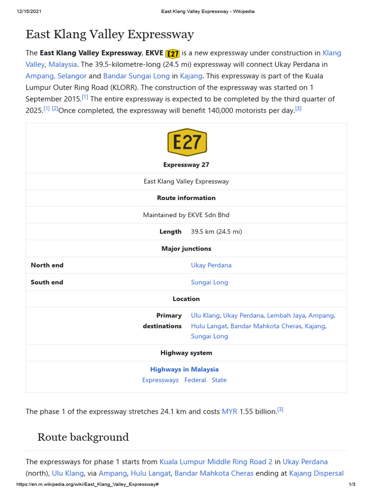 East Klang Valley Expressway - Wikipedia | PDF