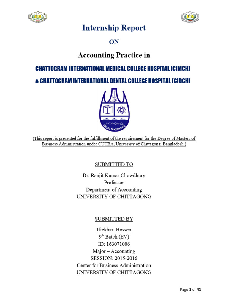 Internship Report Accounting Practice in | PDF