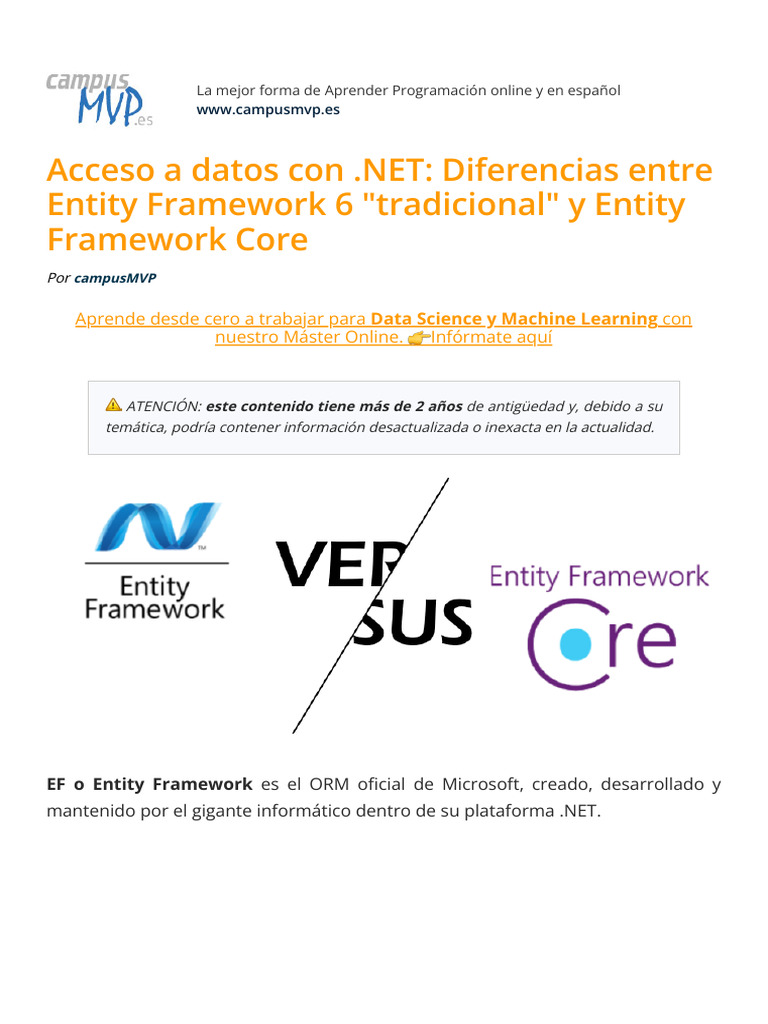 Acceso A Datos Con .NET - Diferencias Entre Entity Framework 6 "Tradicional" y Entity Framework ...