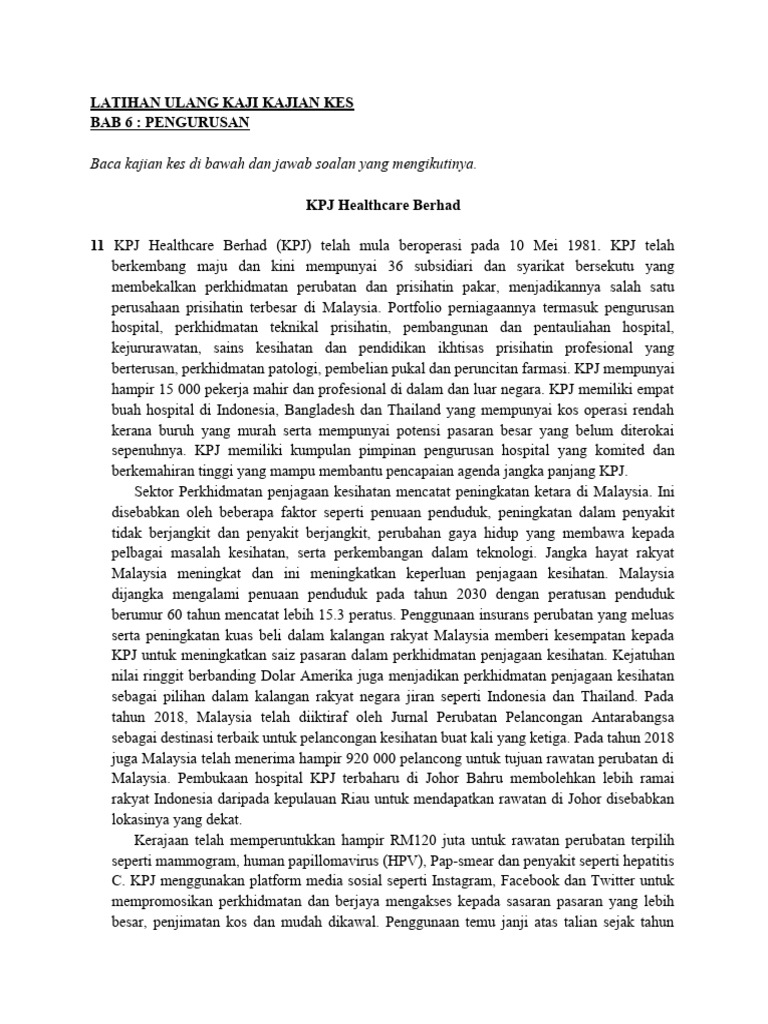 Latihan Ulang Kaji Kajian Kes 1 | PDF