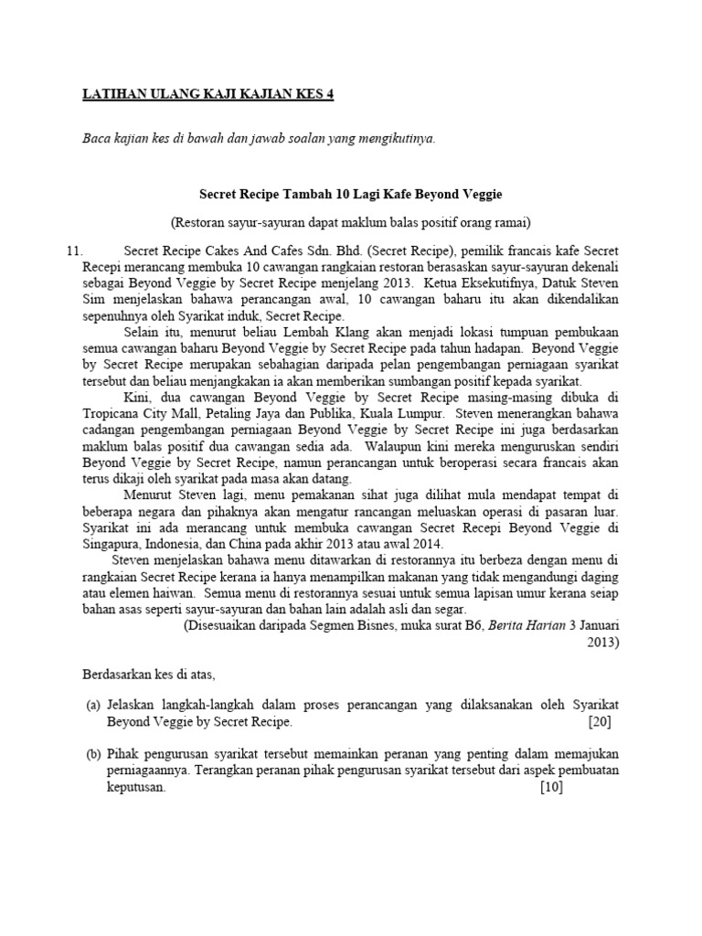 Latihan Ulang Kaji Kajian Kes 4 | PDF