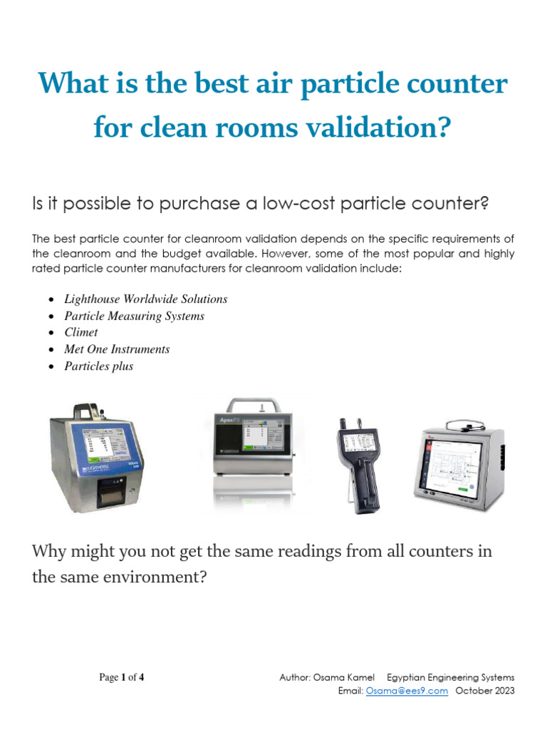Particle Counter Readings | PDF | Calibration | Metrology