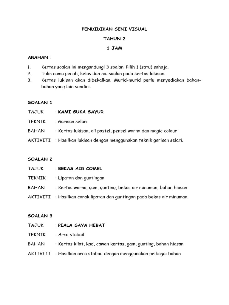 Soalan PSV Tahun 2 | PDF