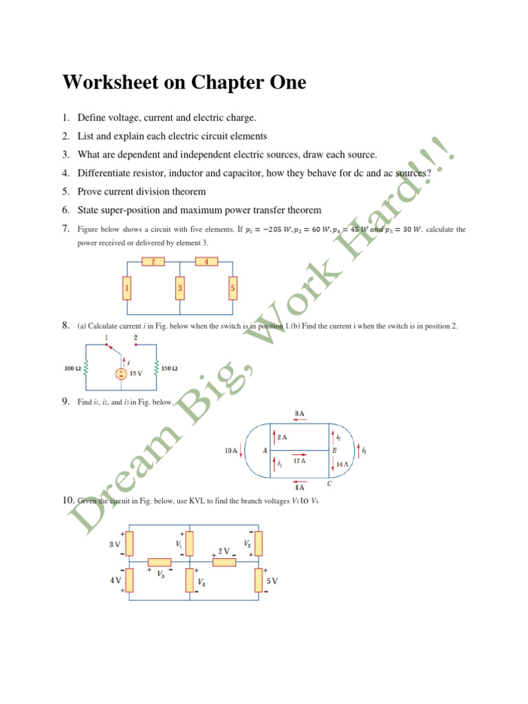 Worksheet On Chapter One | PDF | Science & Mathematics