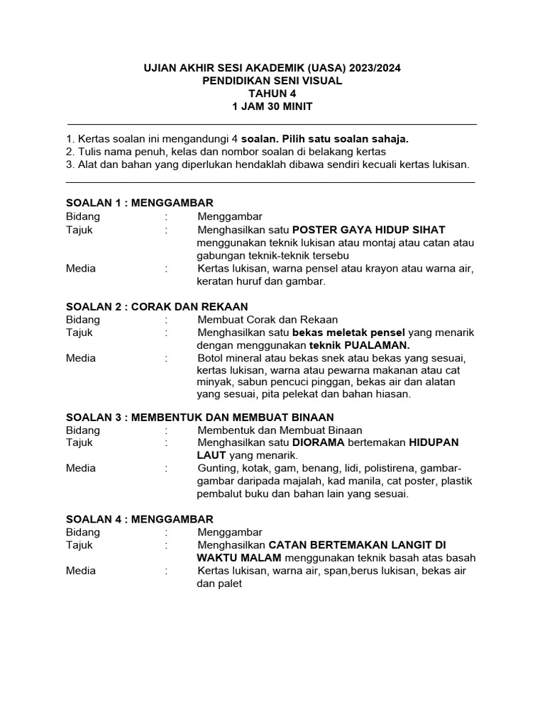 Uasa Tahun 4 | PDF
