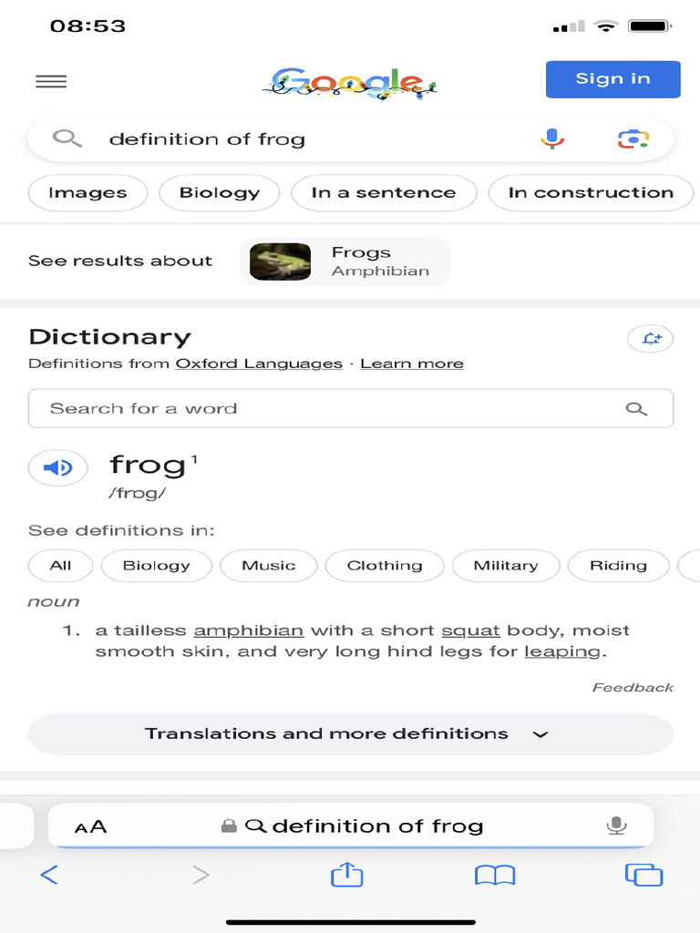 Definition of Frog - Google Search | PDF
