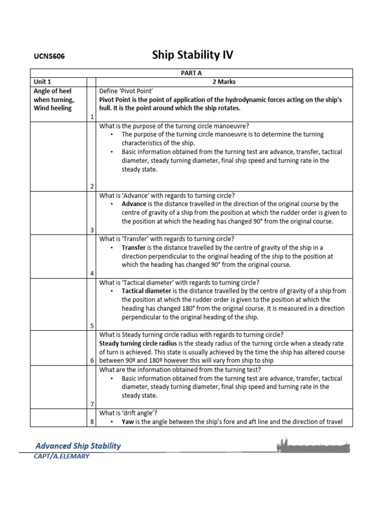 Advanced Ship Stability | PDF | Circle | Ships