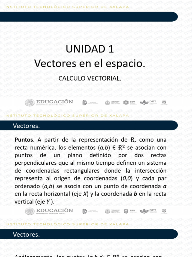 Vectores en El Espacio Unidad 1 | PDF | Sistema coordinado | Vector Euclidiano