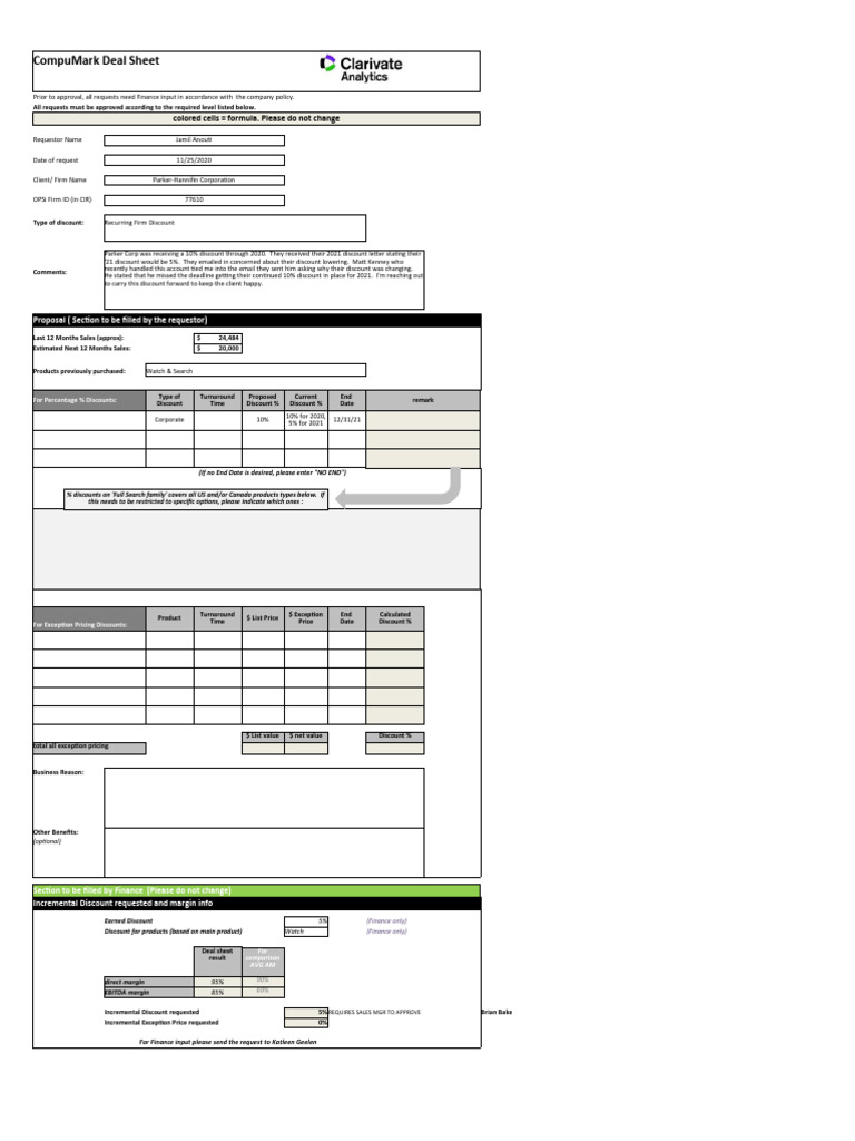 Parker Corp Deal Sheet 11-25-20 KG | PDF | Investing | Business Economics