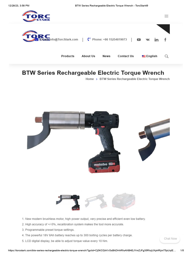 BTW Series Rechargeable Electric Torque Wrench - TorcStark® | PDF ...