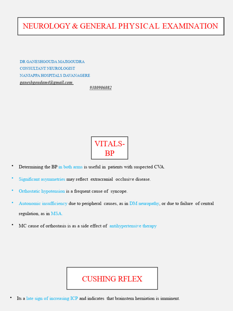 General Physical Examination (GPE) in Neurology DR Ganeshgouda | PDF ...