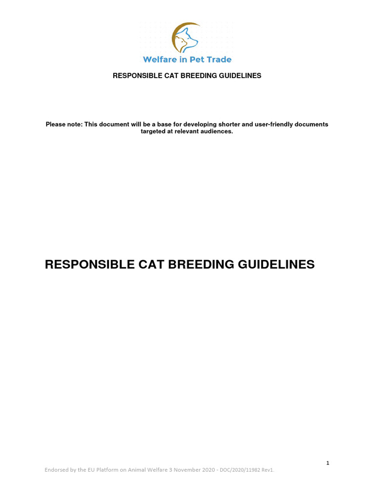 Responsible Cat Breeding Guidelines | PDF | Animal Welfare | Cats