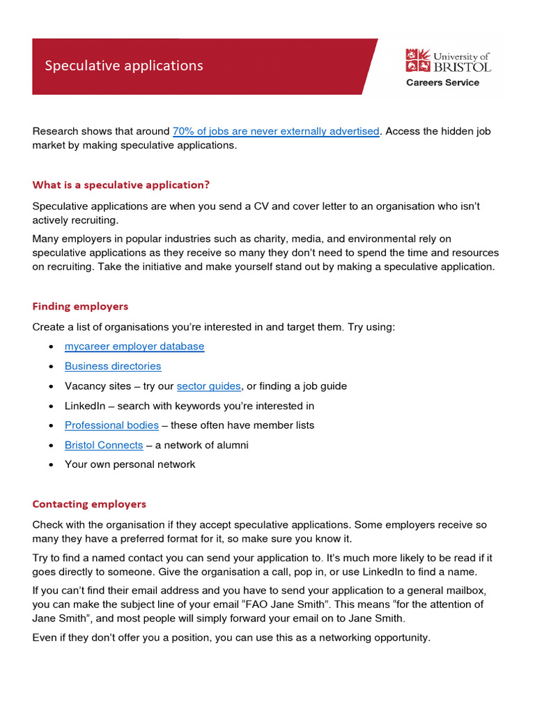 Speculative Applications | PDF | Linked In | Employment
