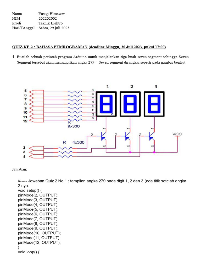 Jawaban Quiz Ke-2 Bahasa Pemrograman Yusup Himawan - 230815 - 192517 | PDF | Komputer