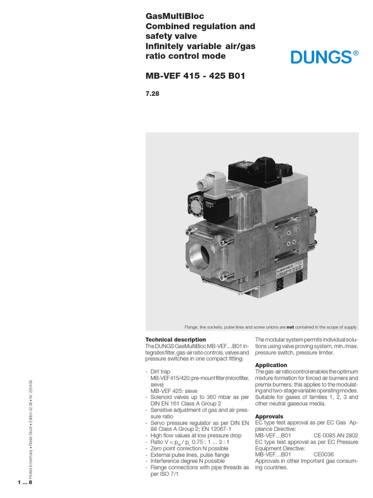 Gasmultibloc Combined Regulation and Safety Valve Infinitely Variable ...