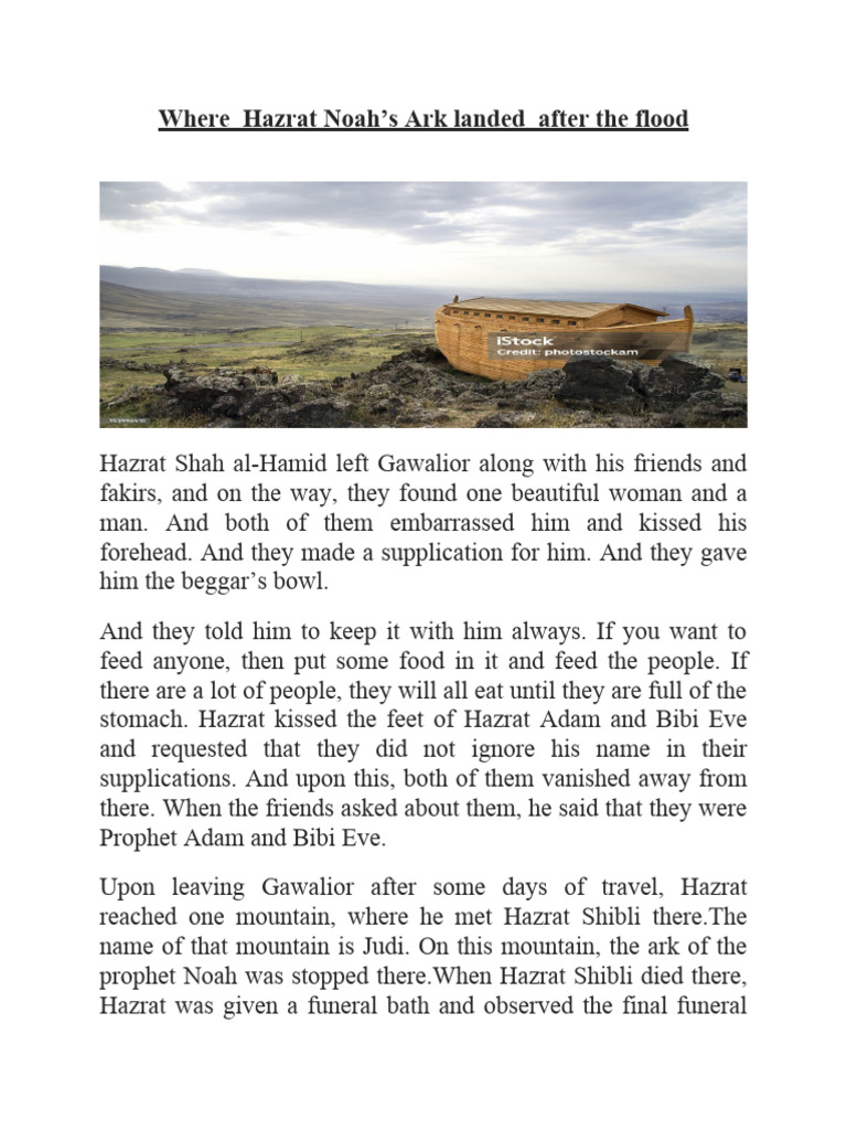 Noah's Ark: Landing on Mount Judi | PDF | Religious Faiths | Abrahamic ...