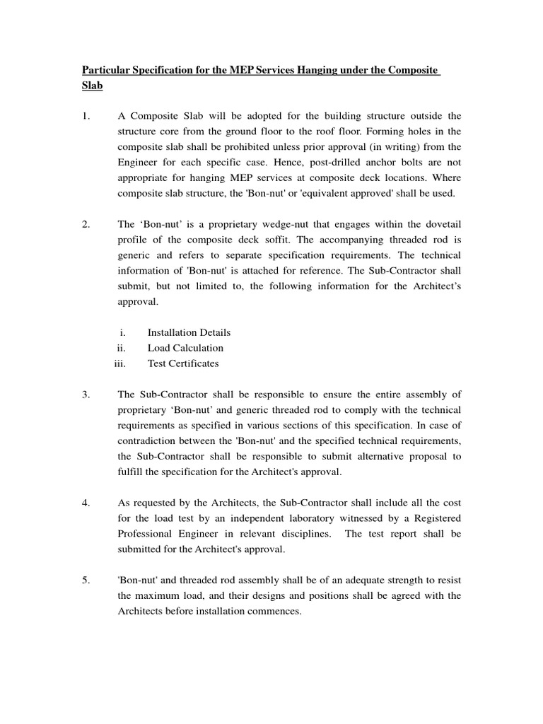 PS For The MEP Services Hanging Under The Composite Slab Rev1 | PDF ...