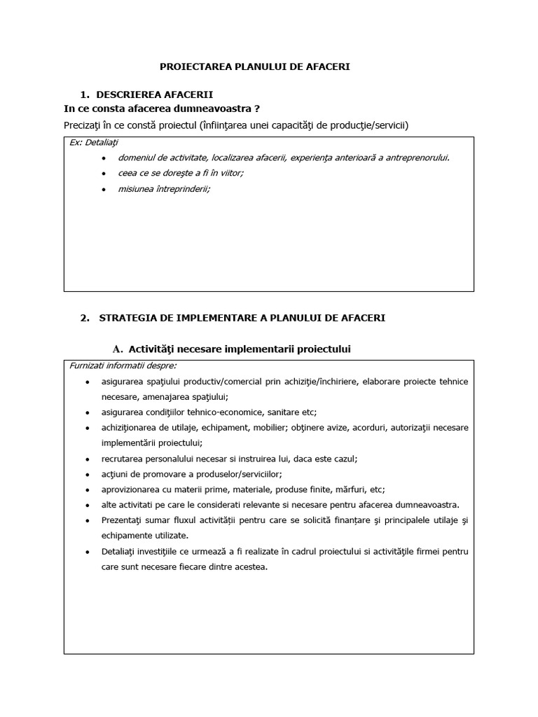 Macheta Plan de Afaceri | PDF