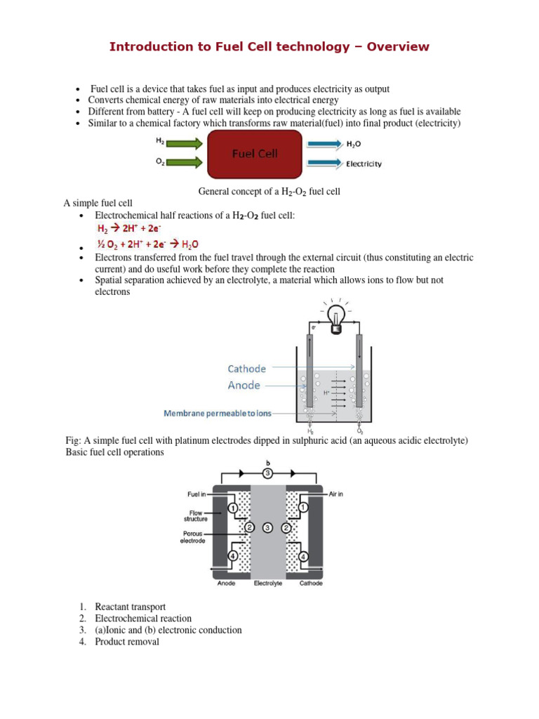 Lecture Notes, Introduction To Fuel Cell Technology, February 2022 | PDF