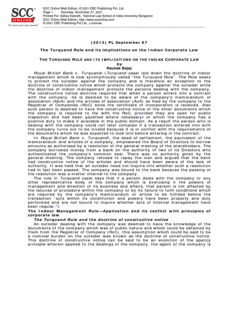 Turquand Rule | Download Free PDF | Jargon | Corporations
