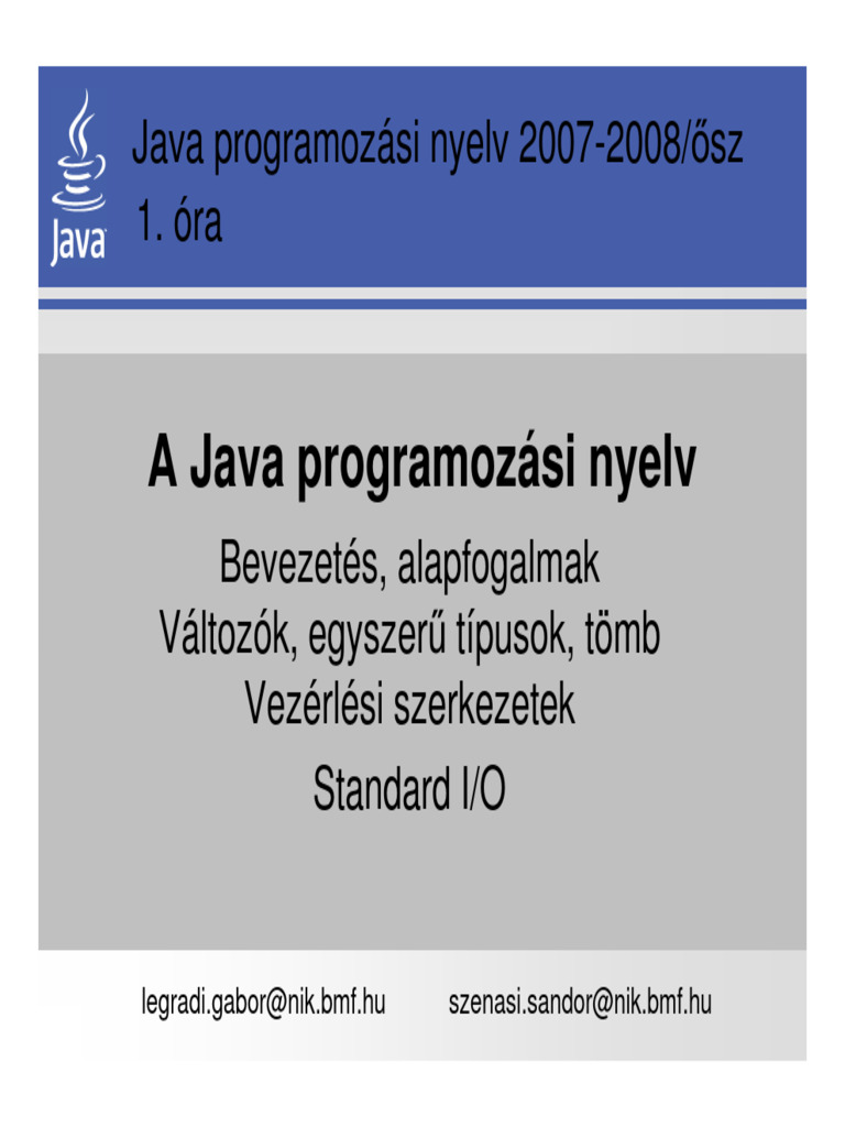 A Java Programozási Nyelv | PDF