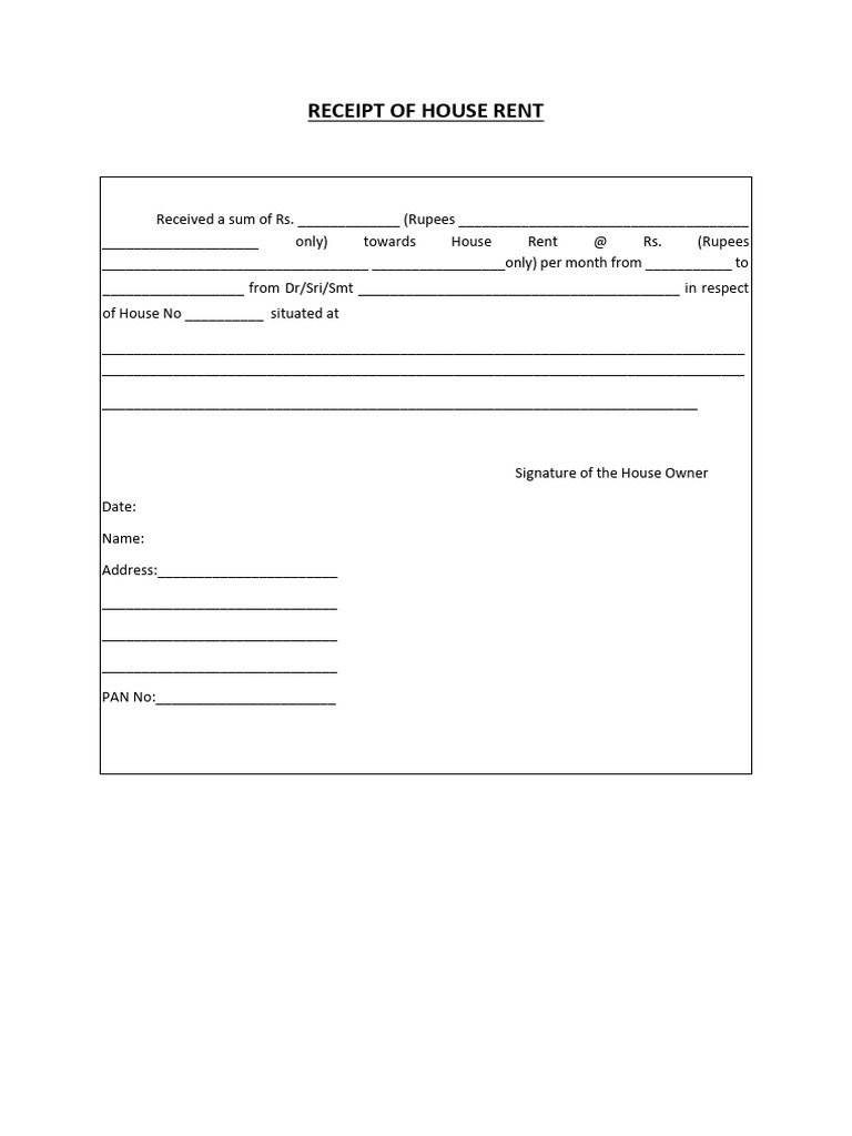 House Rent Receipt Format | PDF