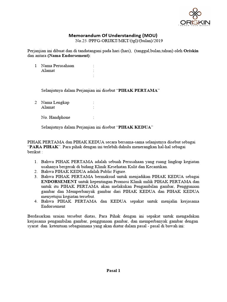 Draft Agreement Endorsement | PDF