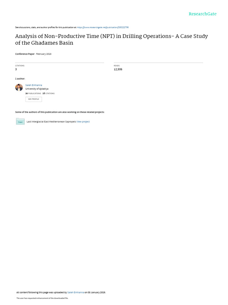 Analysis of Non-Productive Time (NPT) in Drilling Operations-A Case ...