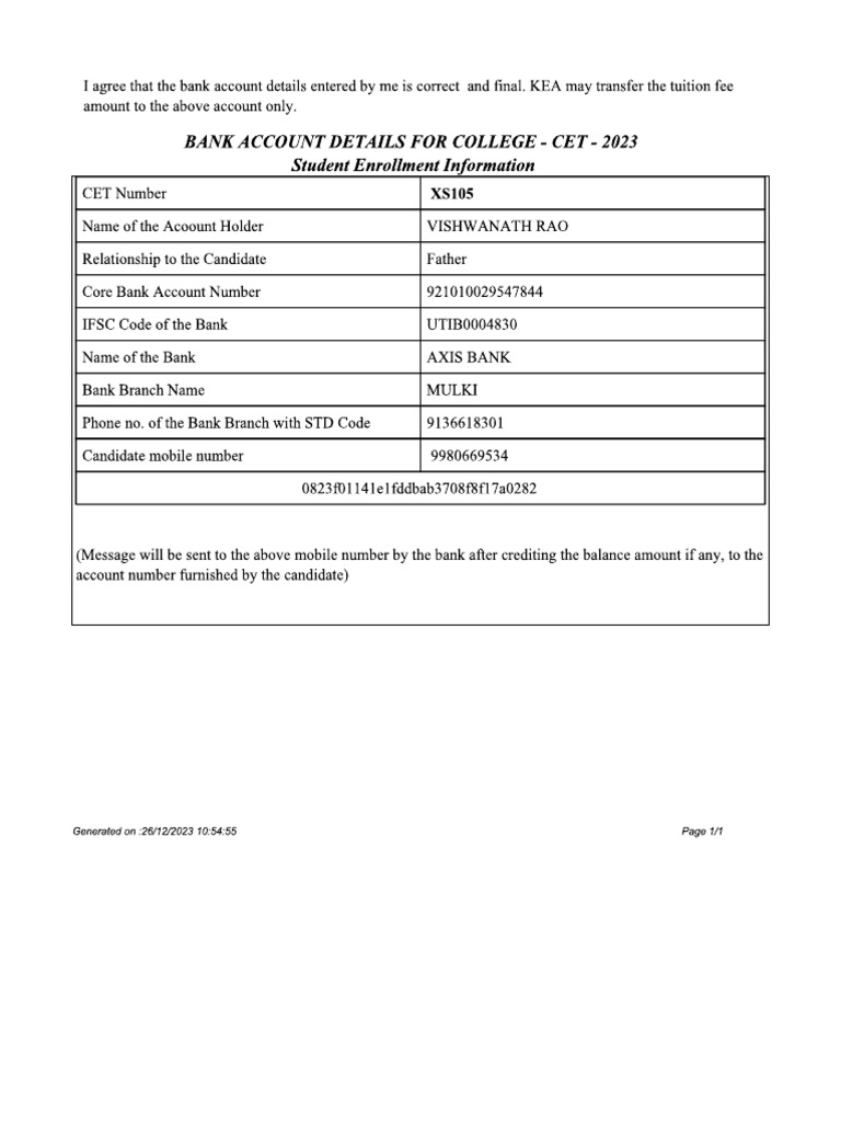 Bank Refund Details | PDF