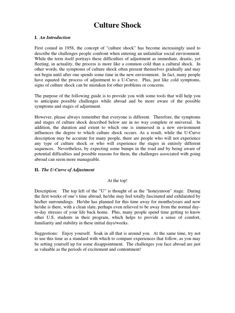 Navigating the Stages of Culture Shock: Understanding the U-Curve Model ...