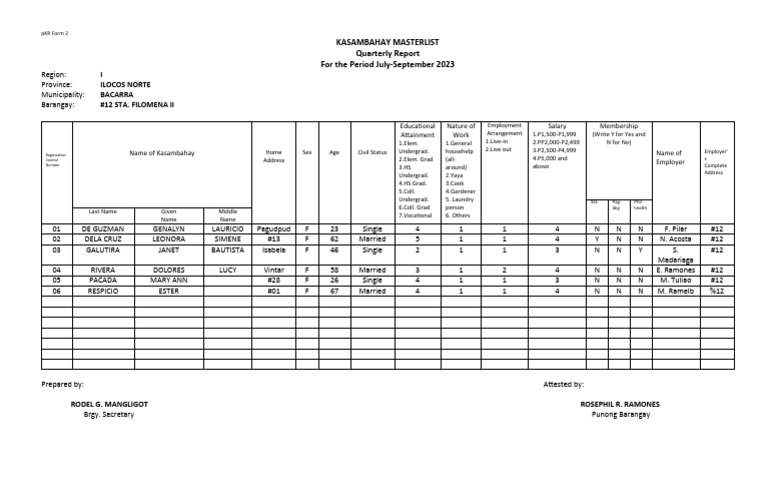 Kasambahay Reporting Form | PDF