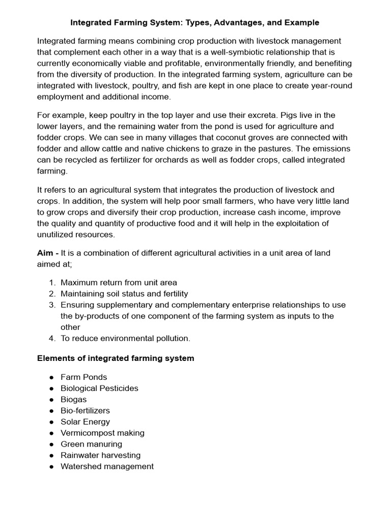Integrated Farming System Pdf Agriculture Crop Rotation